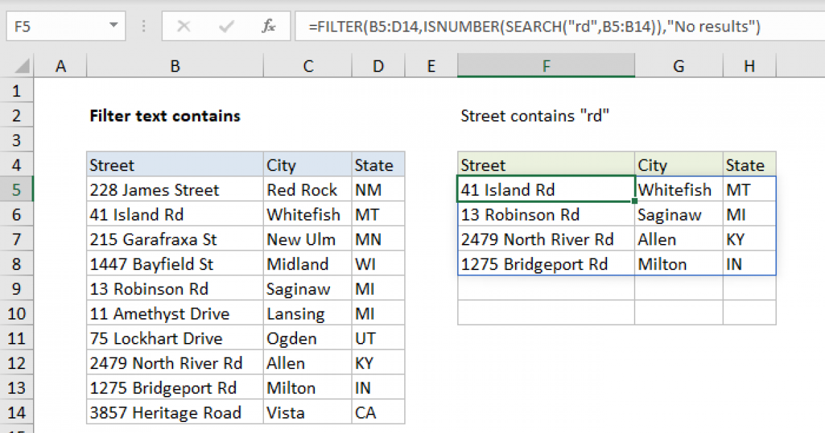 Filter Text Contains Excel Formula Exceljet
